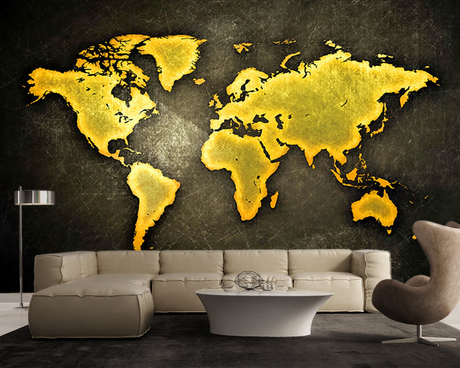 Metal Gold Texture World Map Large Wall Mural Self-adhesive - Etsy