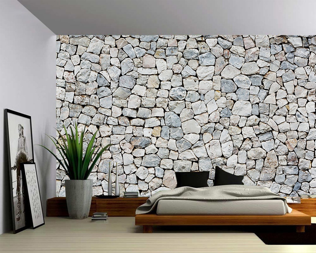 Weathered Stone Wall Background Large Wall Mural, Self-adhesive Vinyl ...