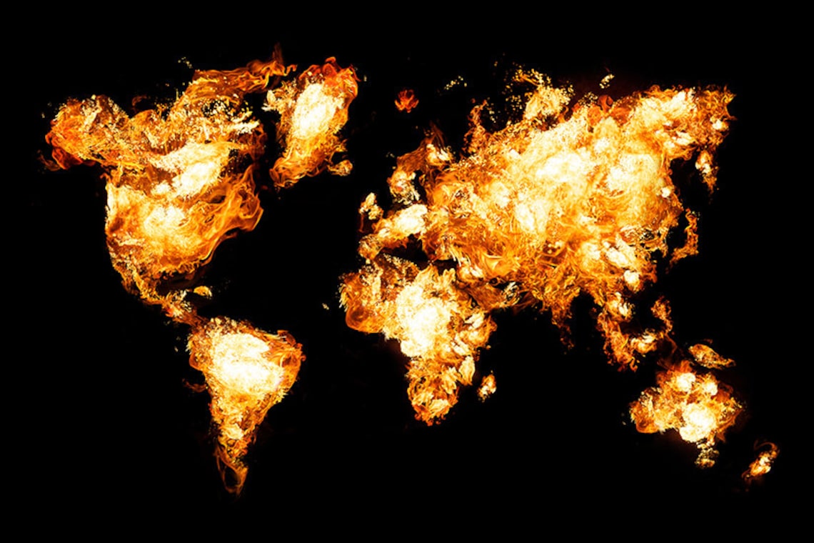Flame Fire World Map Large Wall Mural Self-adhesive Vinyl - Etsy