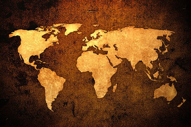 Brown World Map Large Wall Mural Self-adhesive Vinyl | Etsy