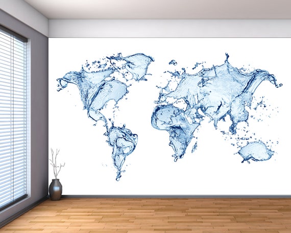 Water Splash World Map Large Wall Mural Self-adhesive Vinyl | Etsy
