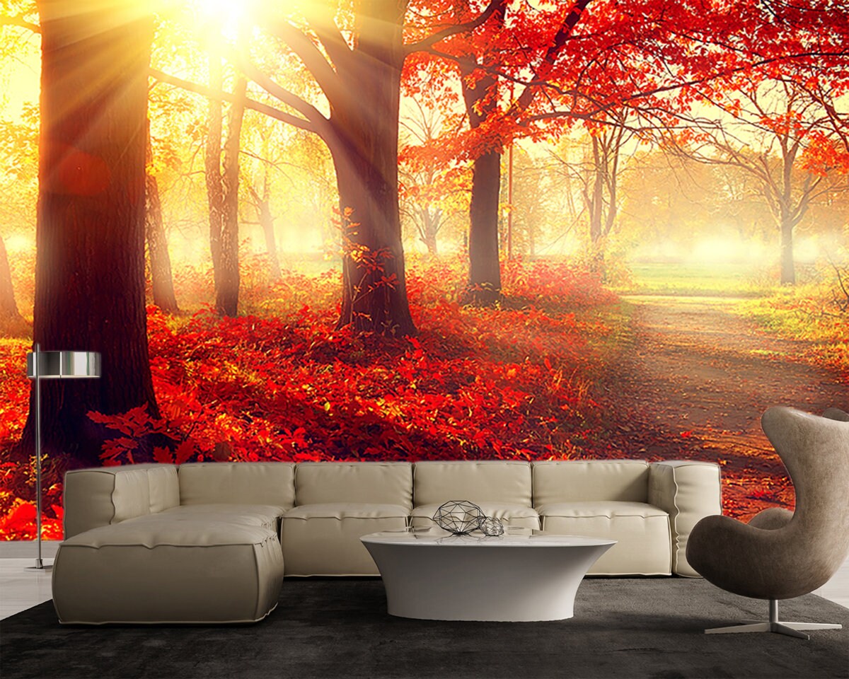 Red Maple Autumn Tree Large Wall Mural Self-adhesive Vinyl | Etsy