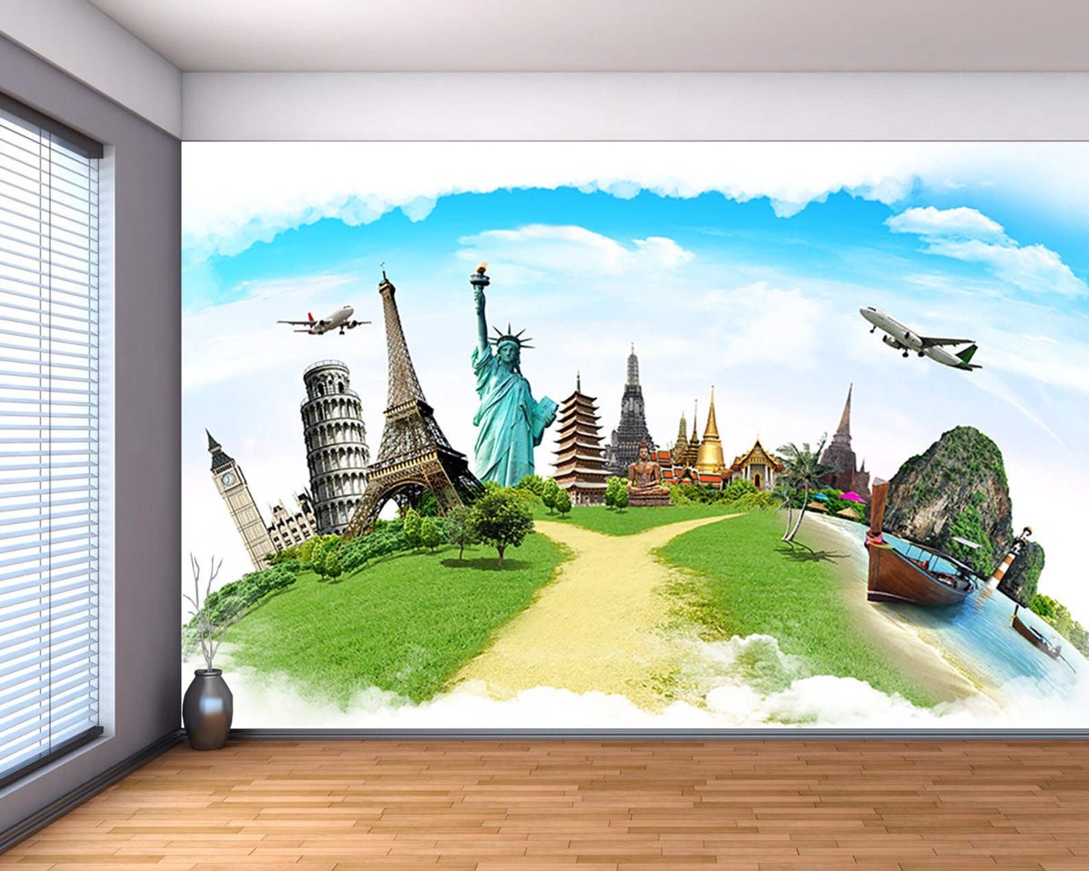 Travel World Map Large Wall Mural Self-adhesive Vinyl | Etsy