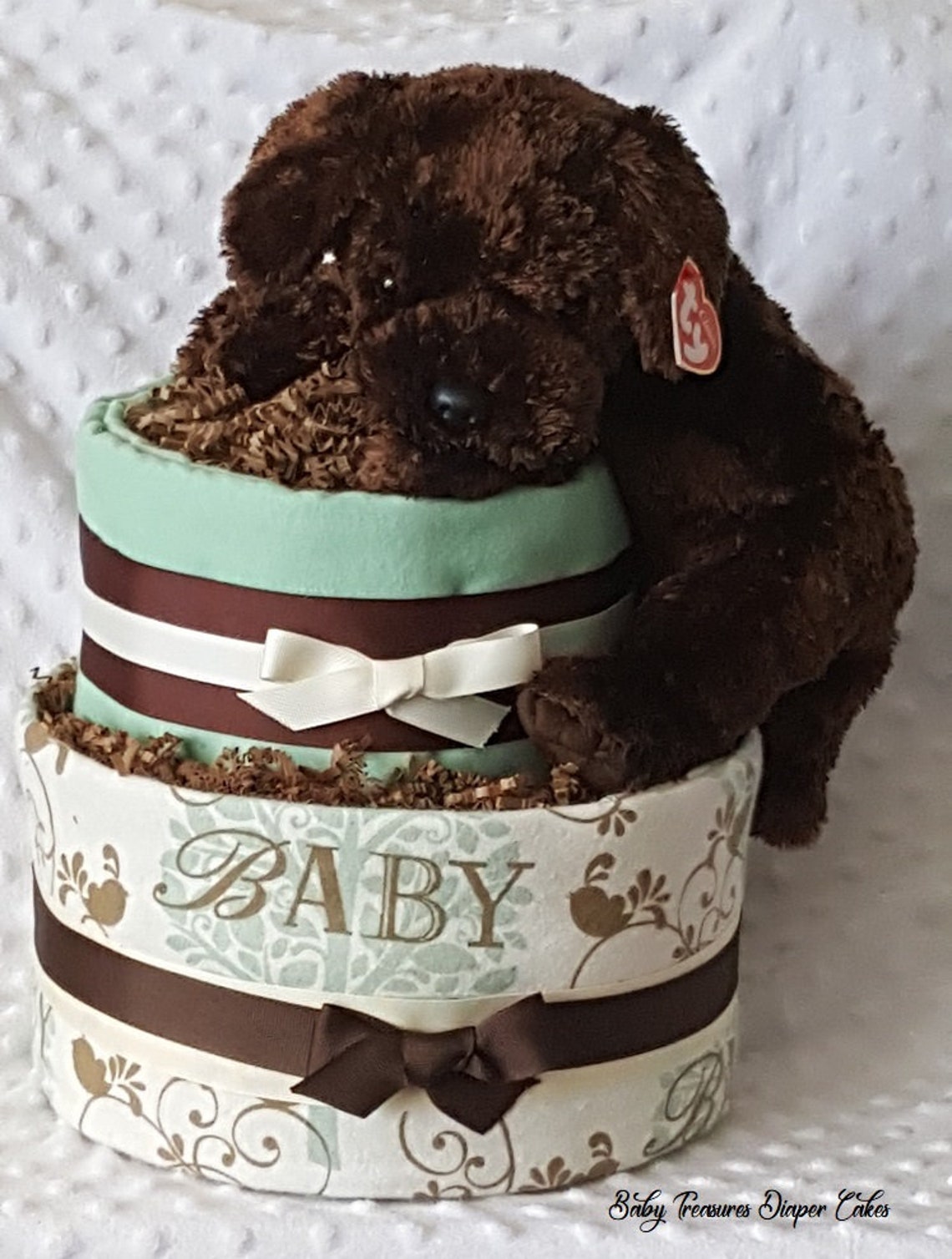 Dog Theme Diaper Cake, Baby Shower Gift, Puppy Diaper Cake, New Mom ...