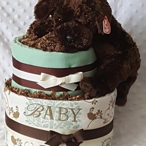 Dog Theme Diaper Cake, Baby Shower Gift, Puppy Diaper Cake, New Mom ...
