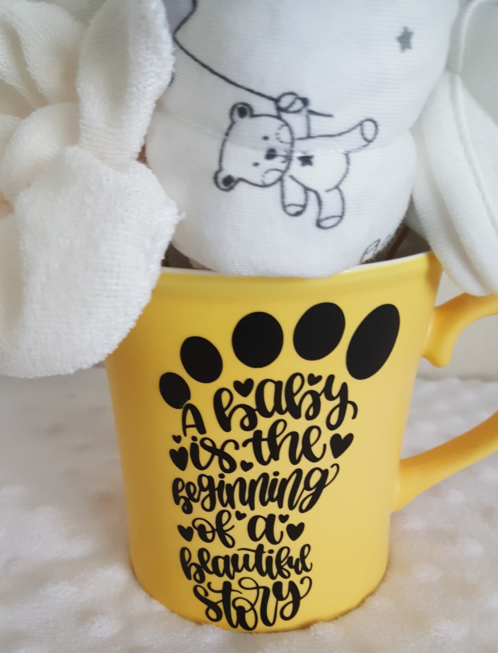 New Mom Coffee Mug With Baby Bouquet, Teddy Bear Theme Baby Bouquet ...
