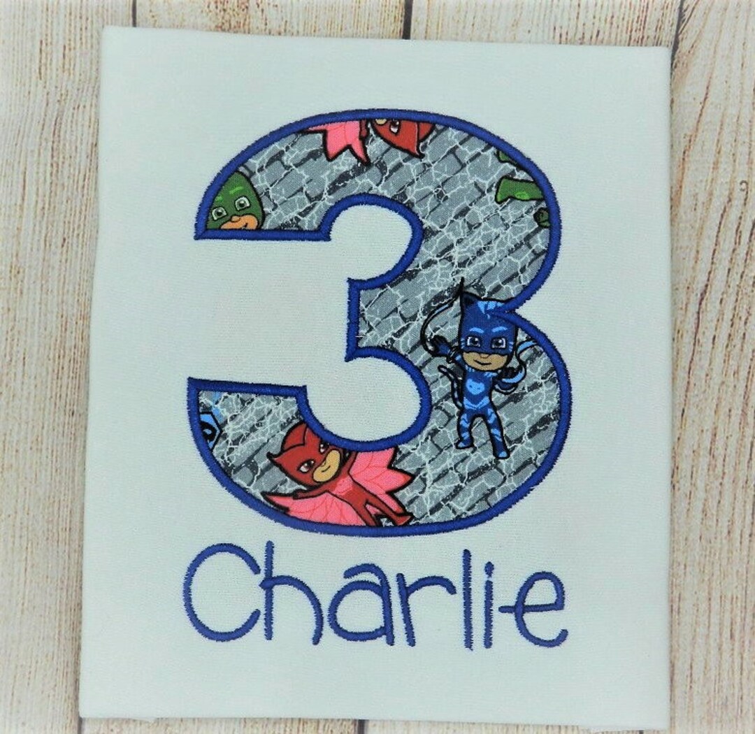 PJ Mask Birthday Shirt With Name, Number Three Birthday Shirt, 3rd ...