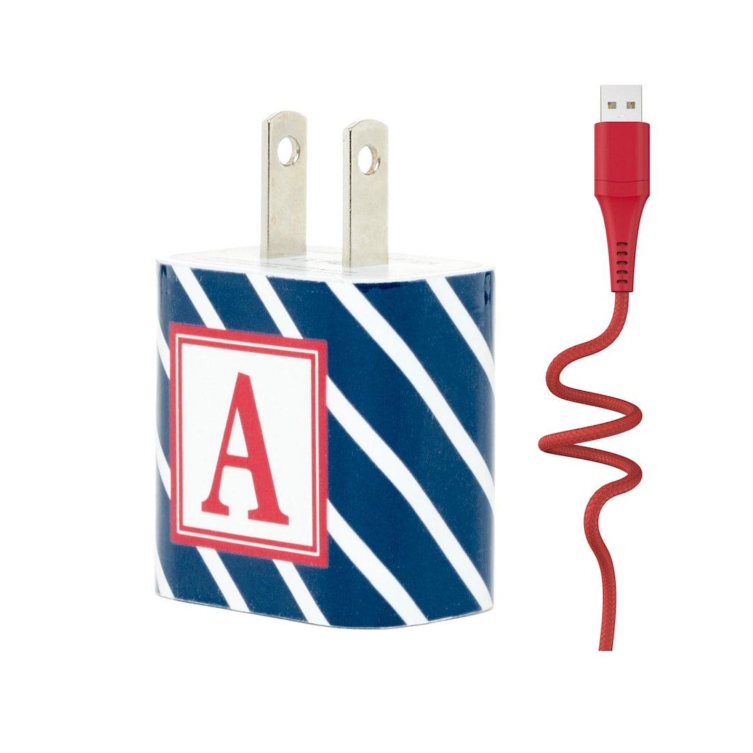 Navy Slant Phone Charger Letter Set | Personalized Charger | iPhone ...