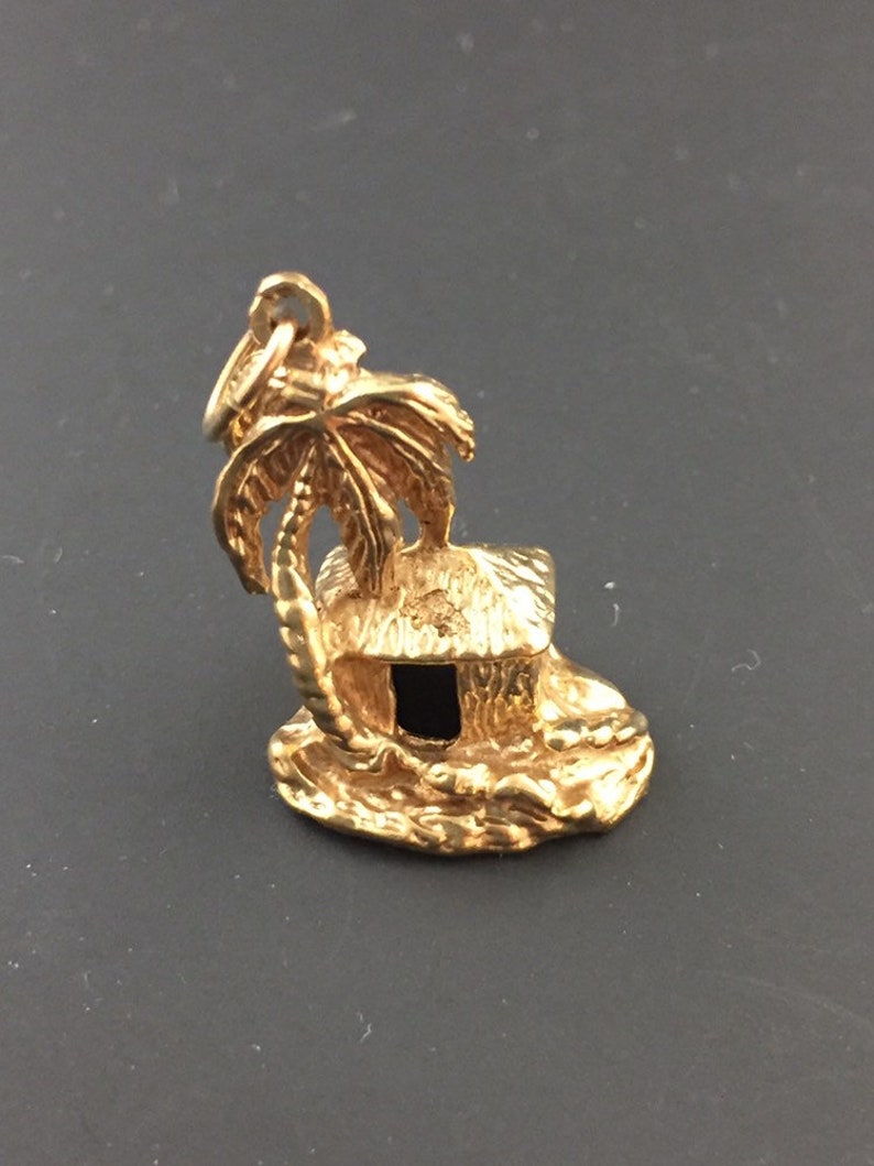 14k Gold Tropical Island Charm - Etsy