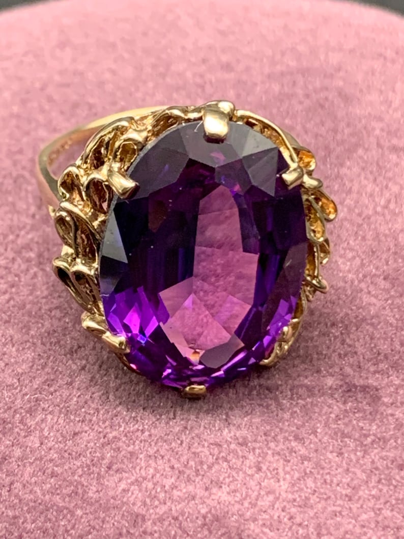 Vintage 14k Large Purple Color Change Sapphire Ring - Etsy