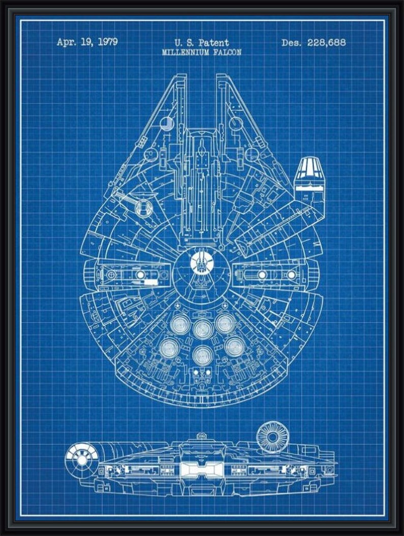 Star Wars Millenium Falcon Patent Blueprint Poster A4 - Etsy UK
