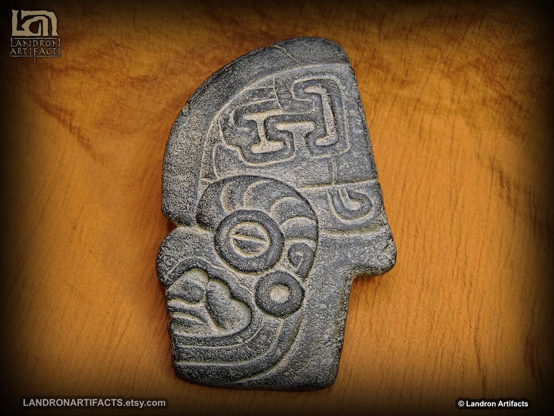 Macaw Totonac Hacha Wall Relief Tablet - Chiseled Onyx Color - Indiana ...