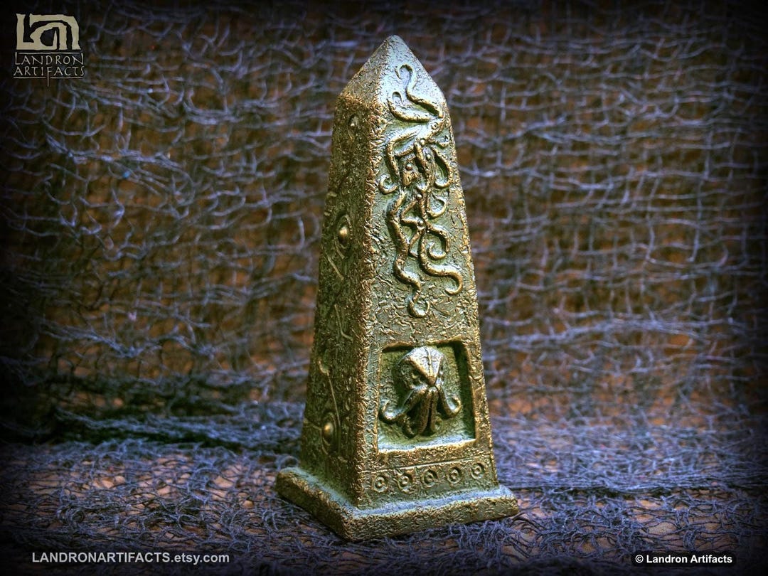 Shoggoth and Cthulhu Obelisk Miniature - Bronze Color Lovecraft ...