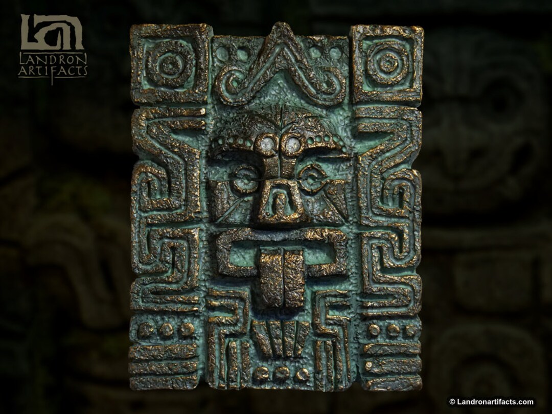 Mayan Inspired Tablet Wall Relief - Tongue - Bronze Color - Indiana ...