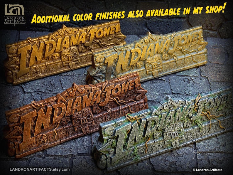 Indiana Jones Logo Themed Desktop Plaque Bronze Patina Finish Aztec ...