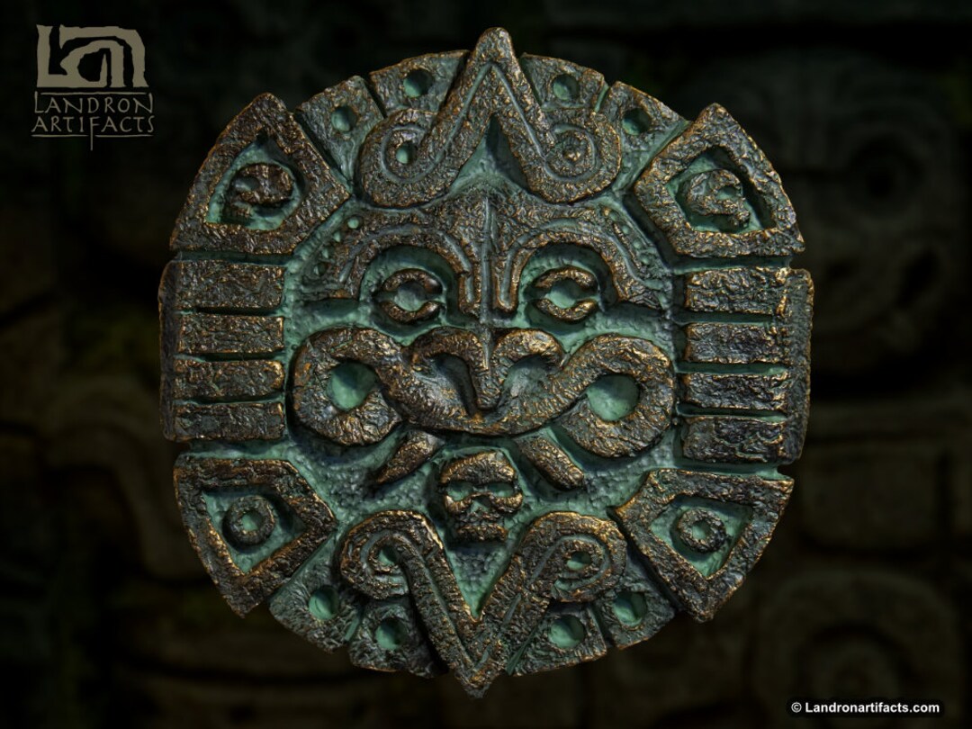 Mayan Inspired Tablet Wall Relief - Fangs - Bronze Color - Indiana ...