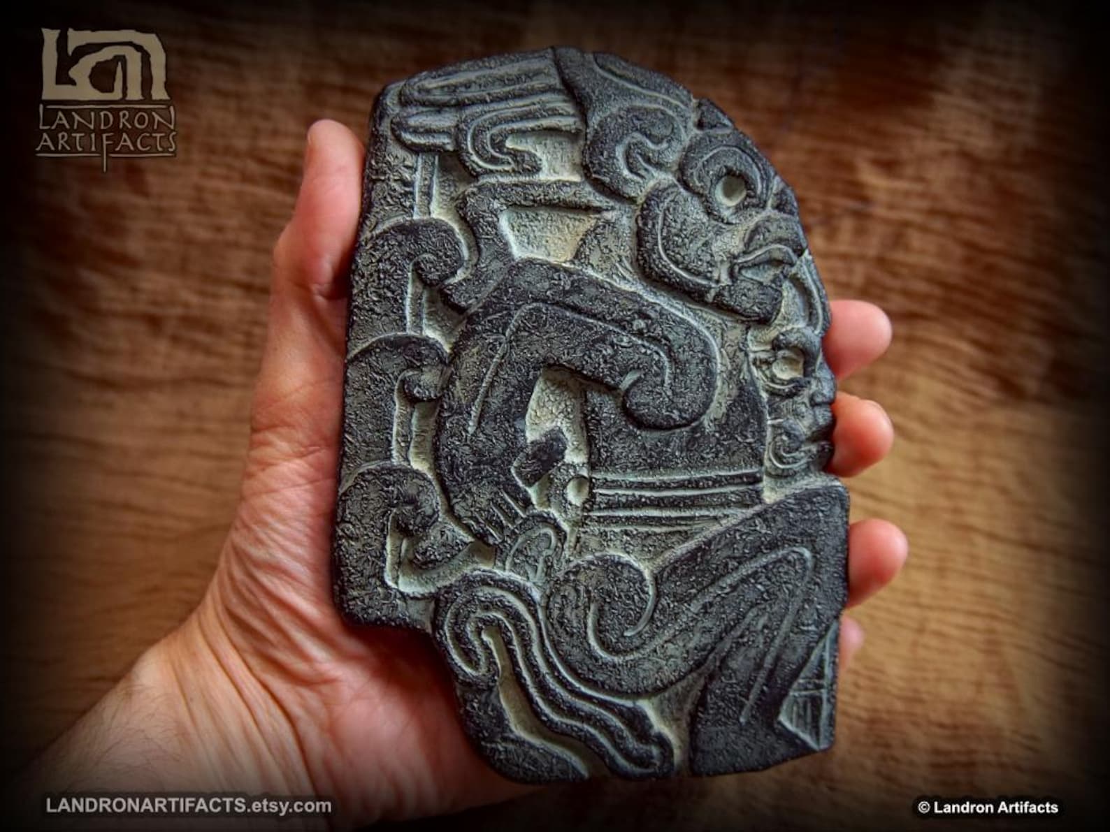 Jaguar Totonac Hacha Wall Relief Tablet - Onyx Color - Indiana Jones ...