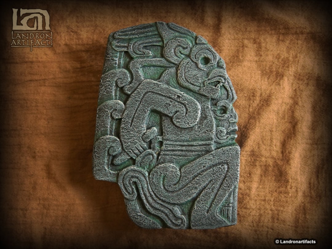 Jaguar Totonac Hacha Wall Relief Tablet - Mossy Stone Color - Indiana ...