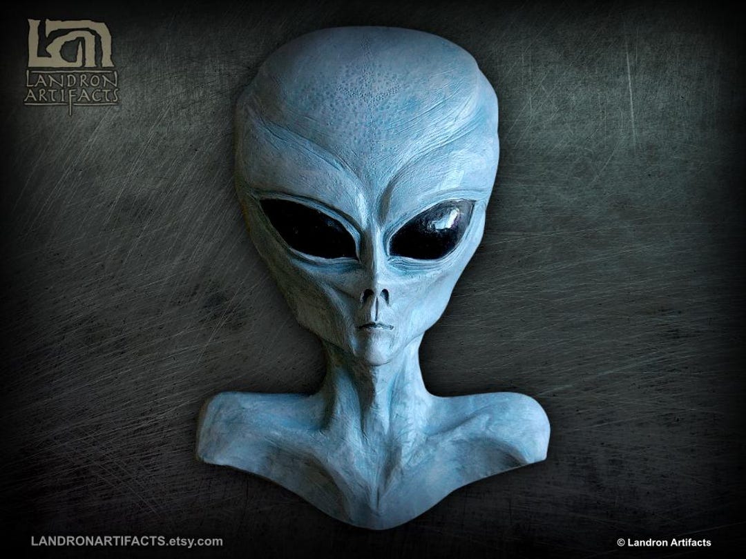 Alien Grey Bust Sci-fi Wall Sculpture Relief UFO Area 51 Roswell - Full ...
