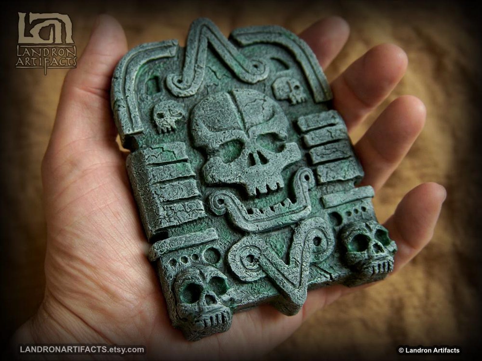 Indiana Jones Inspired Tablet Wall Relief With Stand - Skulls - Mossy ...