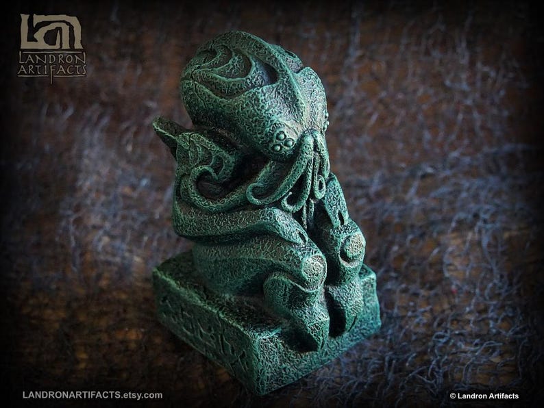 Cthulhu Idol Statue Figurine V3 - Green Color Lovecraft Prop Replica ...