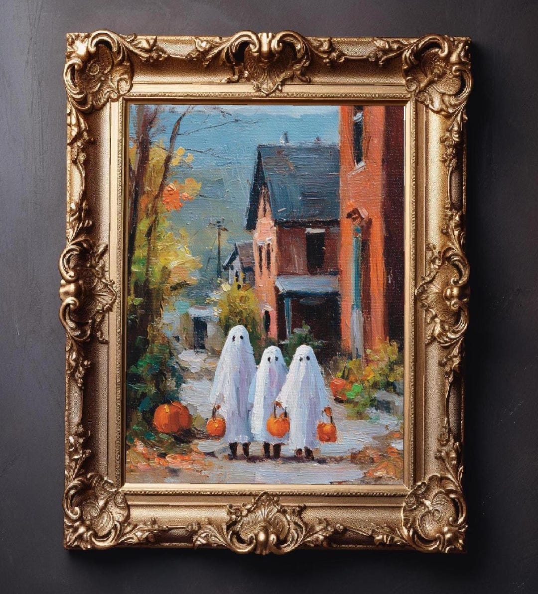 Spooky Sheet Ghost Crew Art Print: Vintage Halloween Decor (digital ...