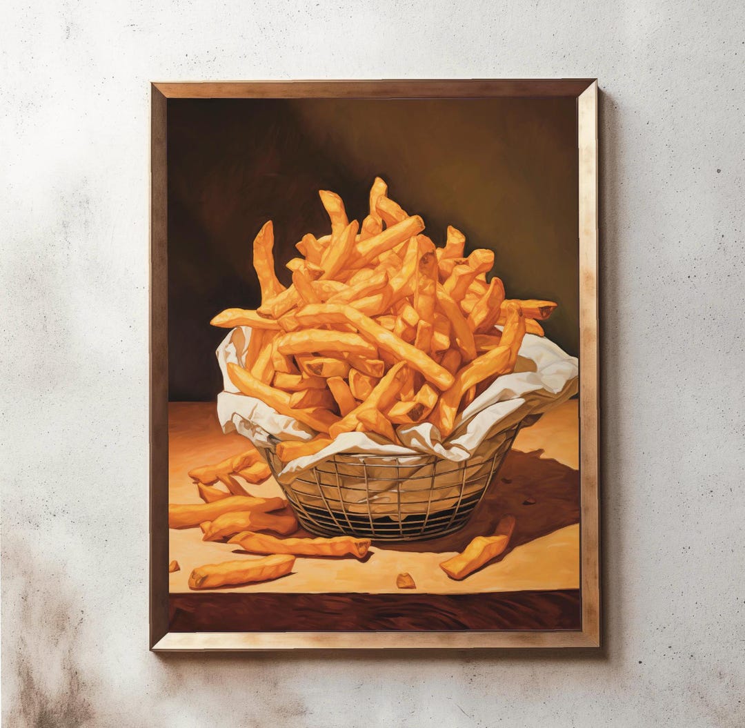 French Fries Still Life Painting: Cafe Kitchen Art (digital Download ...