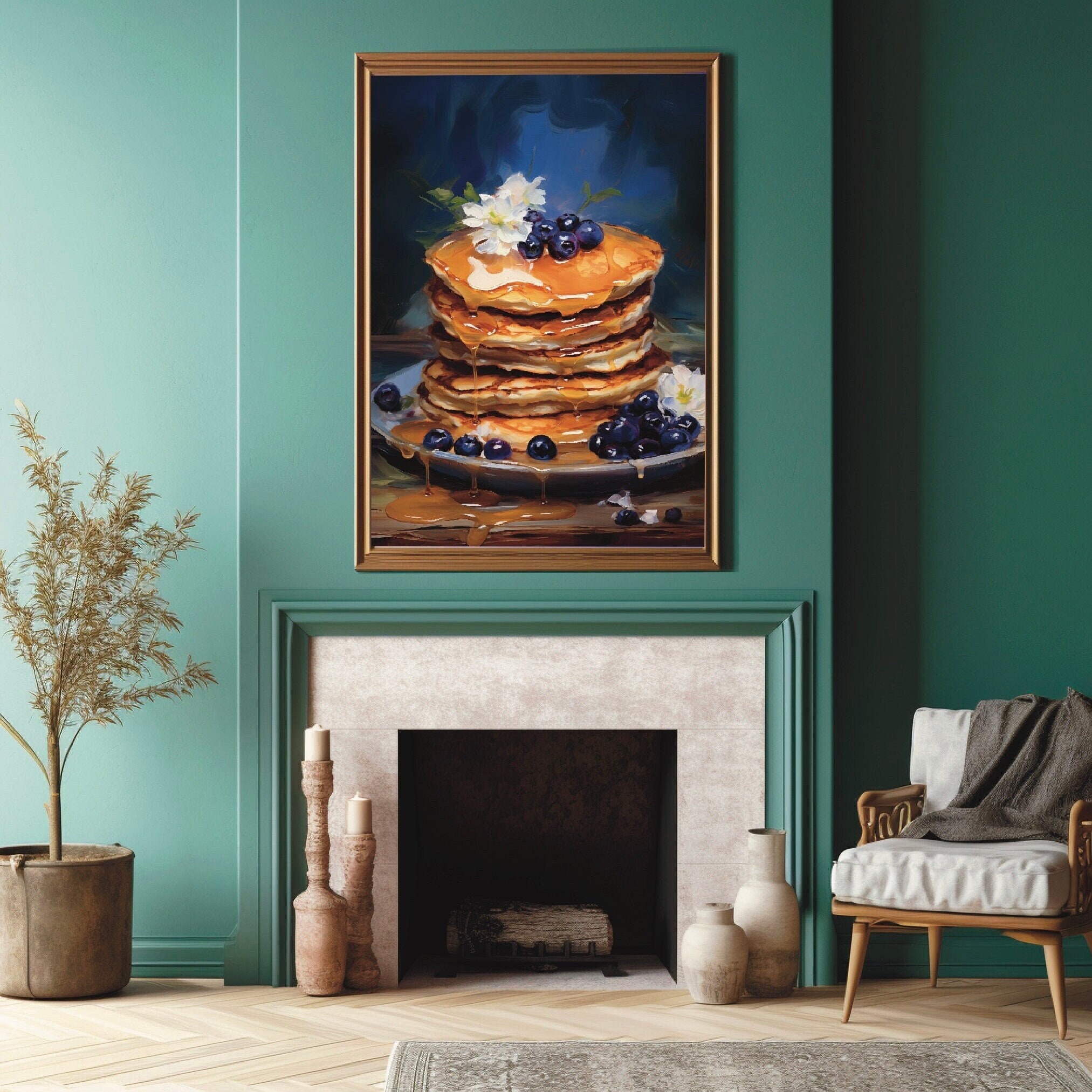 Fancy Stack of Pancakes Pancake Painting, Food Art, Cottage Core Poster ...