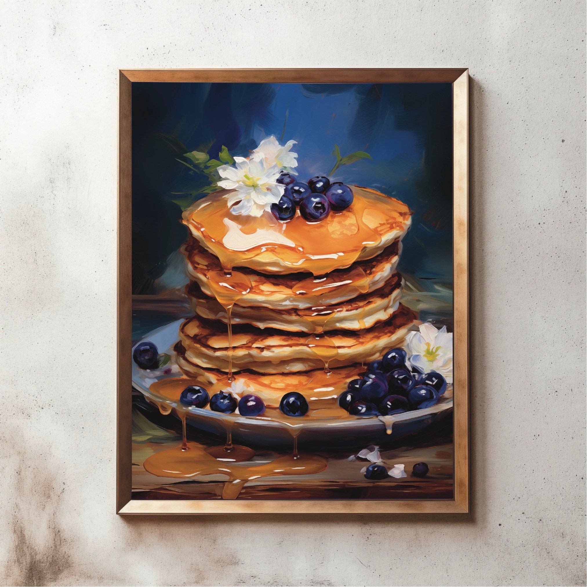 Fancy Stack of Pancakes Pancake Painting, Food Art, Cottage Core Poster ...