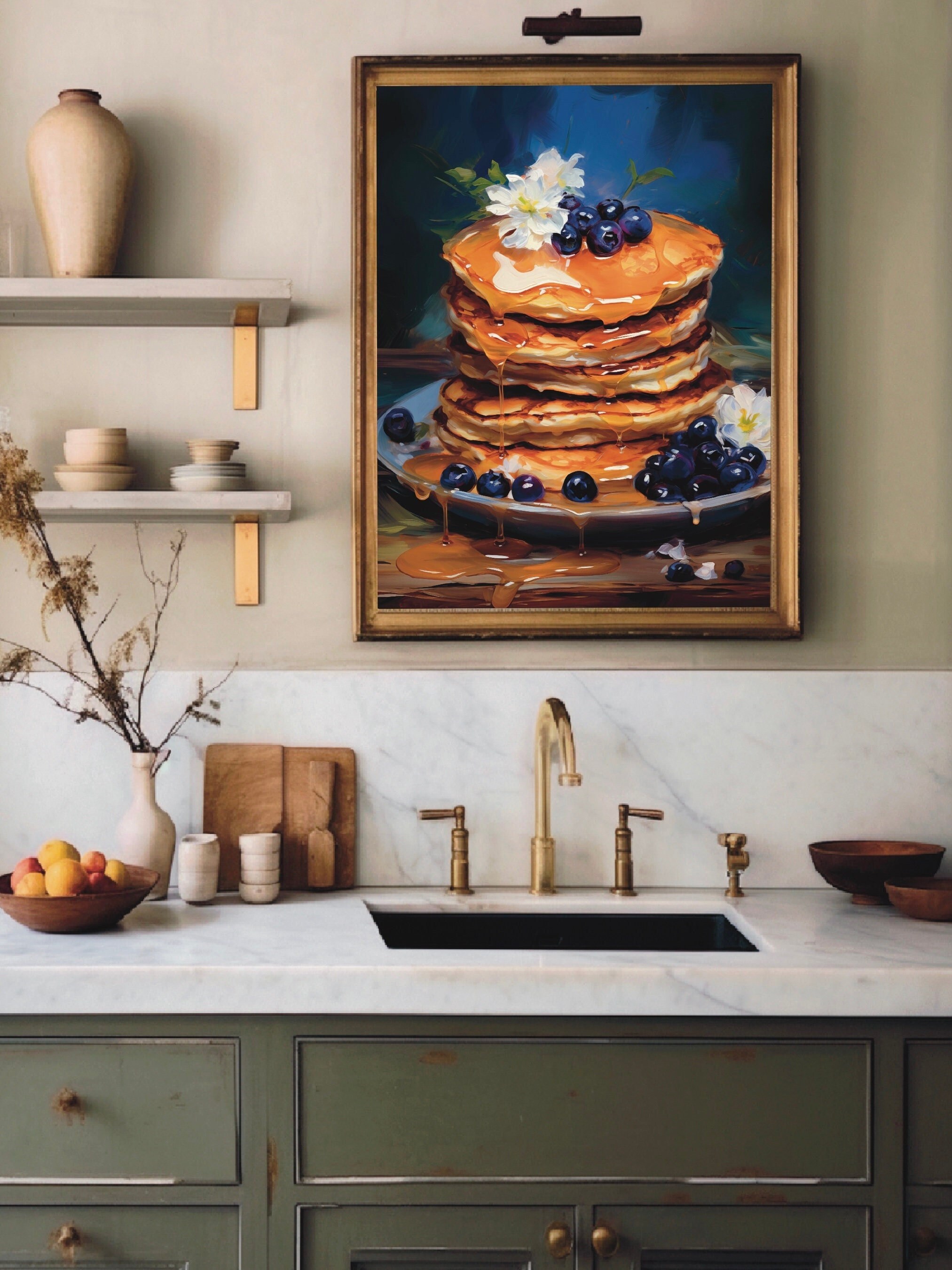 Fancy Stack of Pancakes Pancake Painting, Food Art, Cottage Core Poster ...