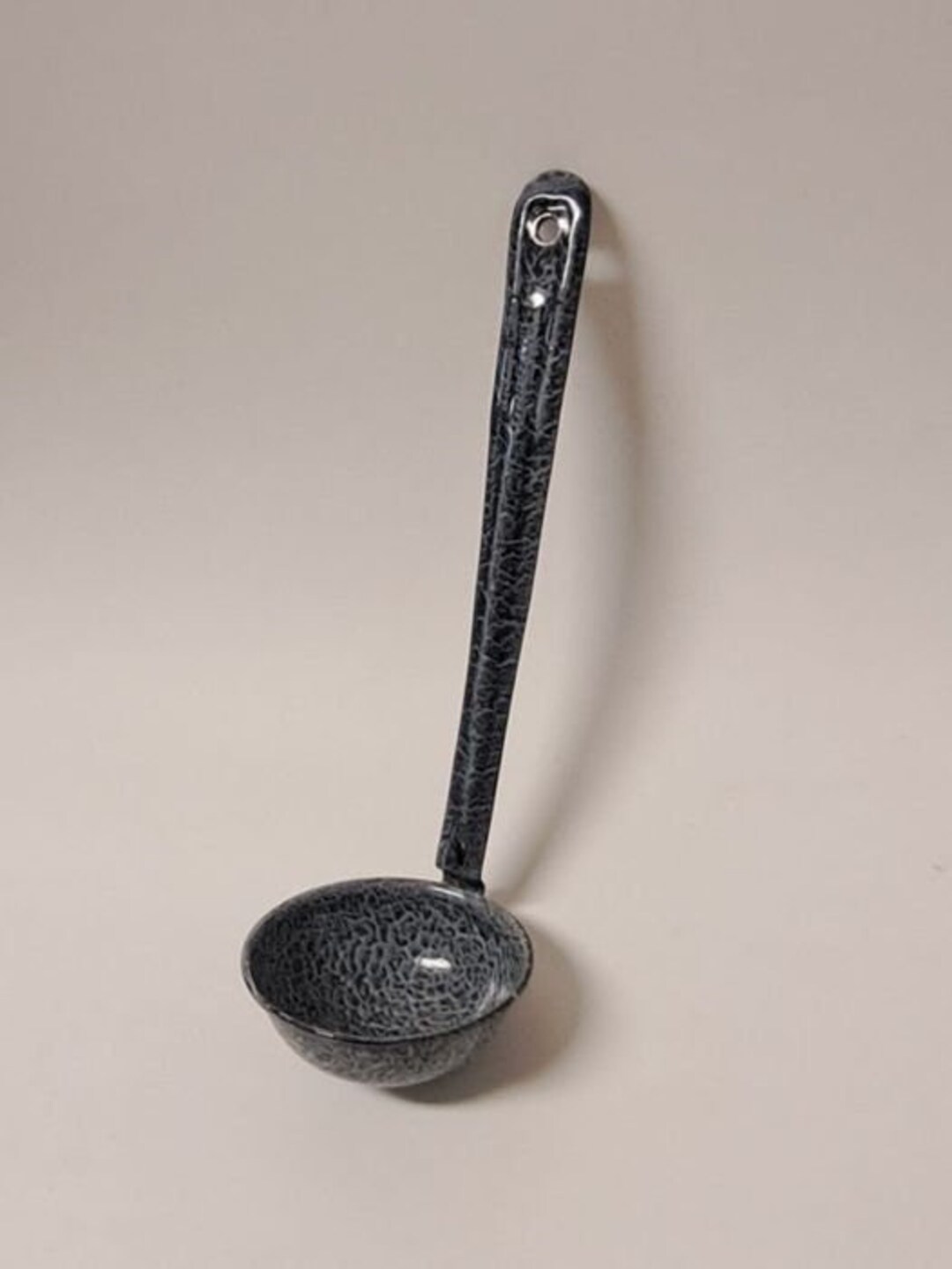 Vintage Mottled Gray Graniteware Dipper Ladle With Riveted Handle ...