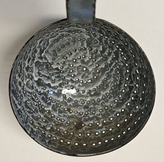 Antique Gray Graniteware Enamelware Strainer/straining Ladle With Hook ...