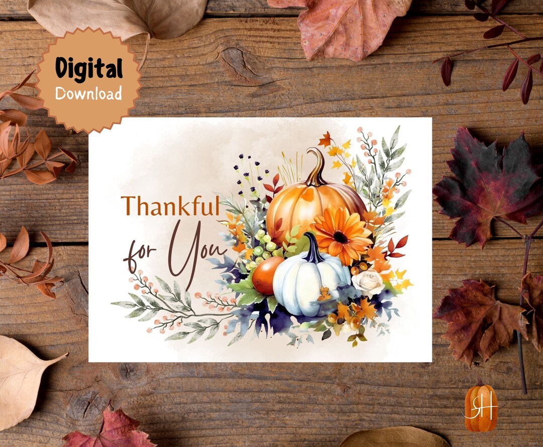 Printable Thanksgiving Greeting Card, Instant Download 7 X 5 in Card ...