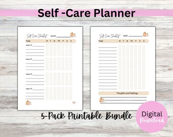 Self-care Planner Checklist for Mental Health and Wellness, Daily Well ...