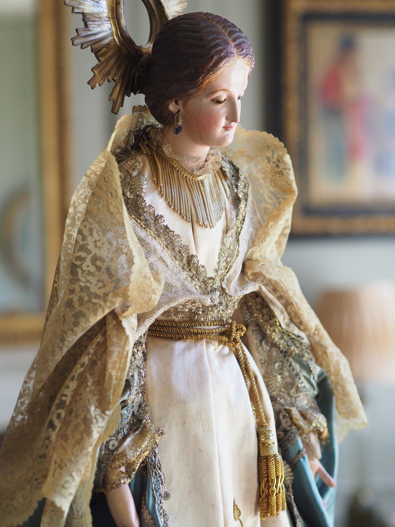 Antique Spanish Wood Altar Mannequin Madonna Virgin Mary Santo ...