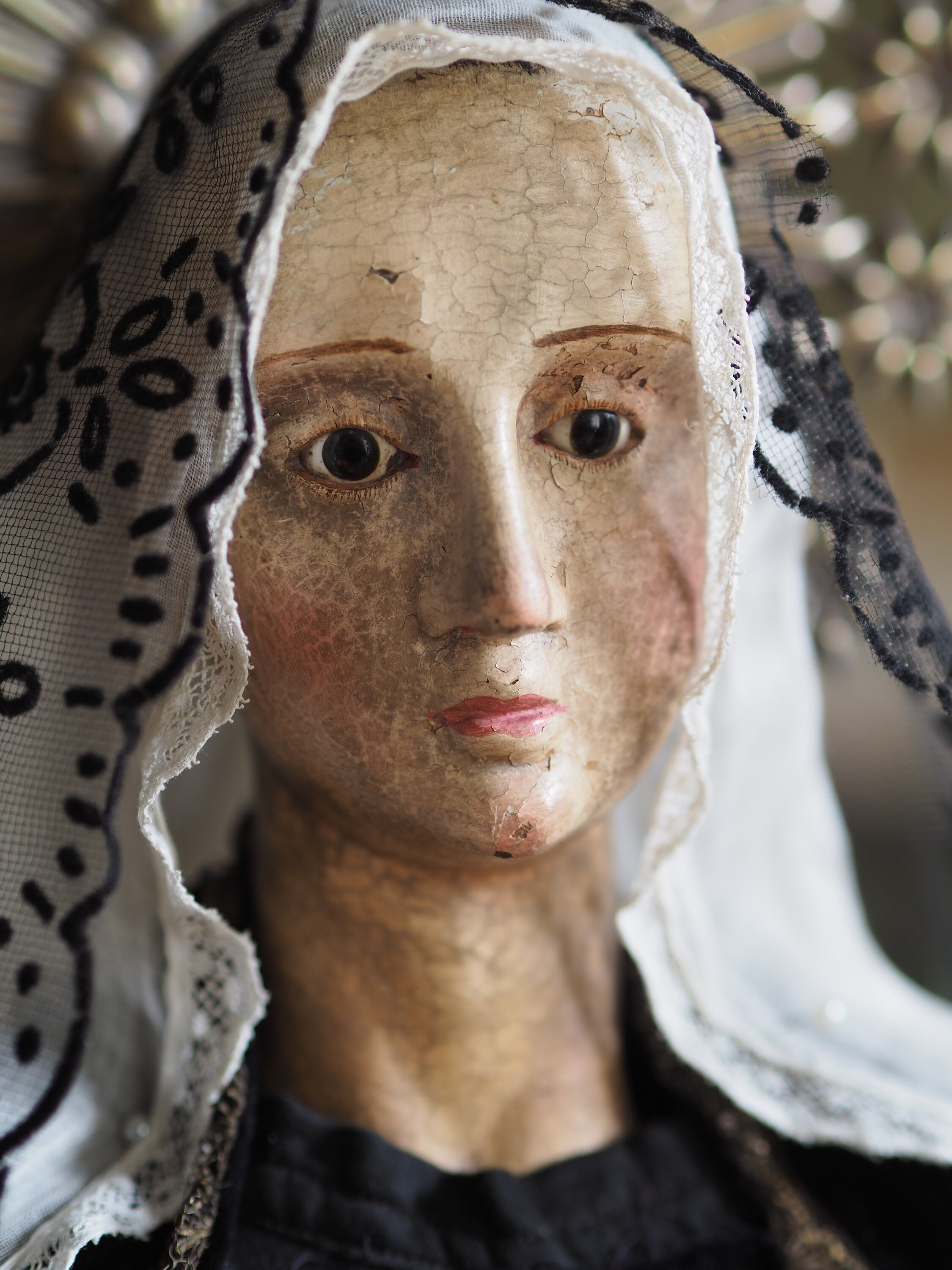 Gorgeous 18th Century Spanish Wood Mannequin Madonna Virgin Mary Santo ...