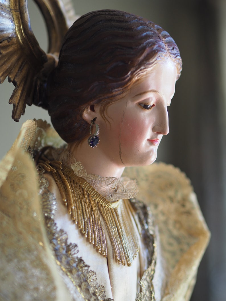 Antique Spanish Wood Altar Mannequin Madonna Virgin Mary Santo ...