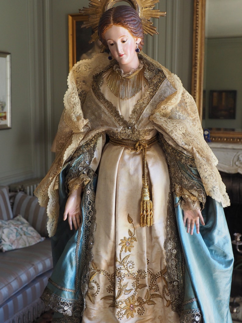 Antique Spanish Wood Altar Mannequin Madonna Virgin Mary Santo ...