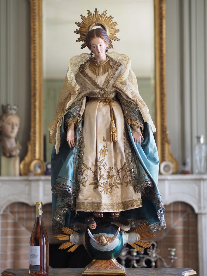 Antique Spanish Wood Altar Mannequin Madonna Virgin Mary Santo ...