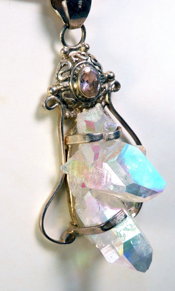 Huge Vintage Sterling Silver Crystal Gemstone Color C… - Gem
