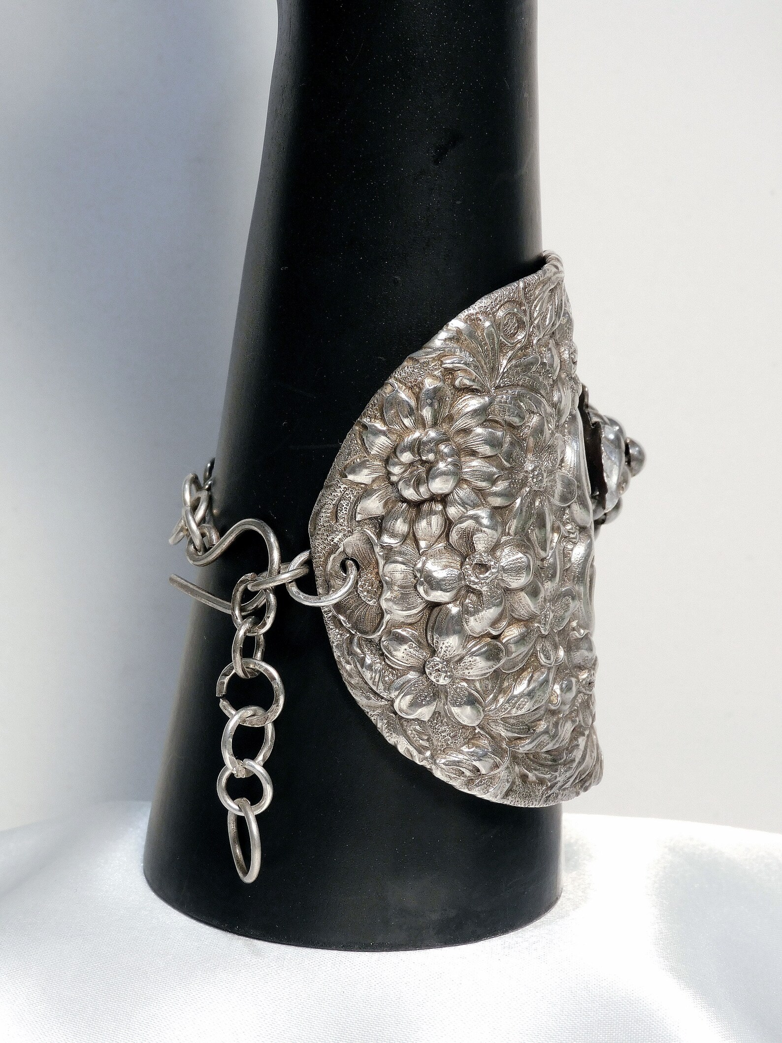 Antique Sterling Silver Repousse Cuff Bracelet: Floral Grape Design - Etsy