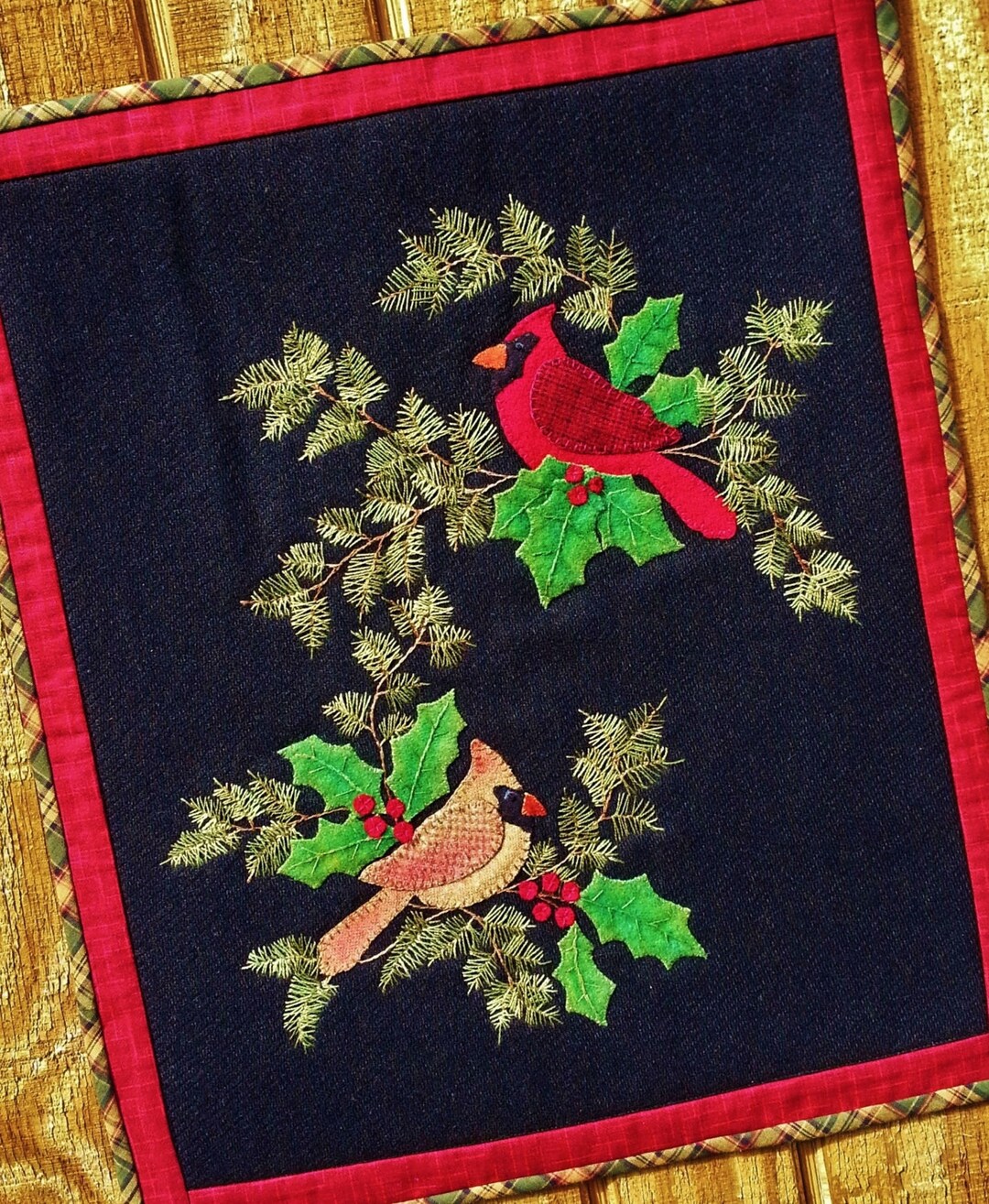 Wool Applique Cardinal Couple E-pattern White Oak Ridge Designs ...