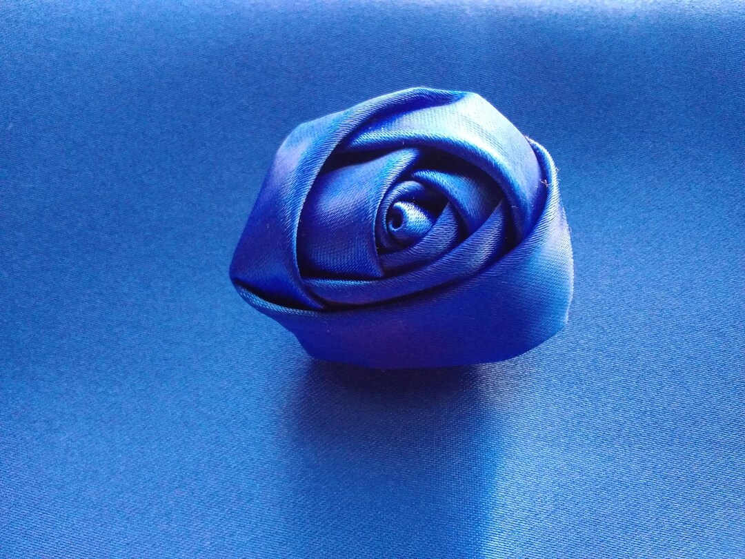 Blue Satin Lapel Pin With Matching Pocket Square - Etsy
