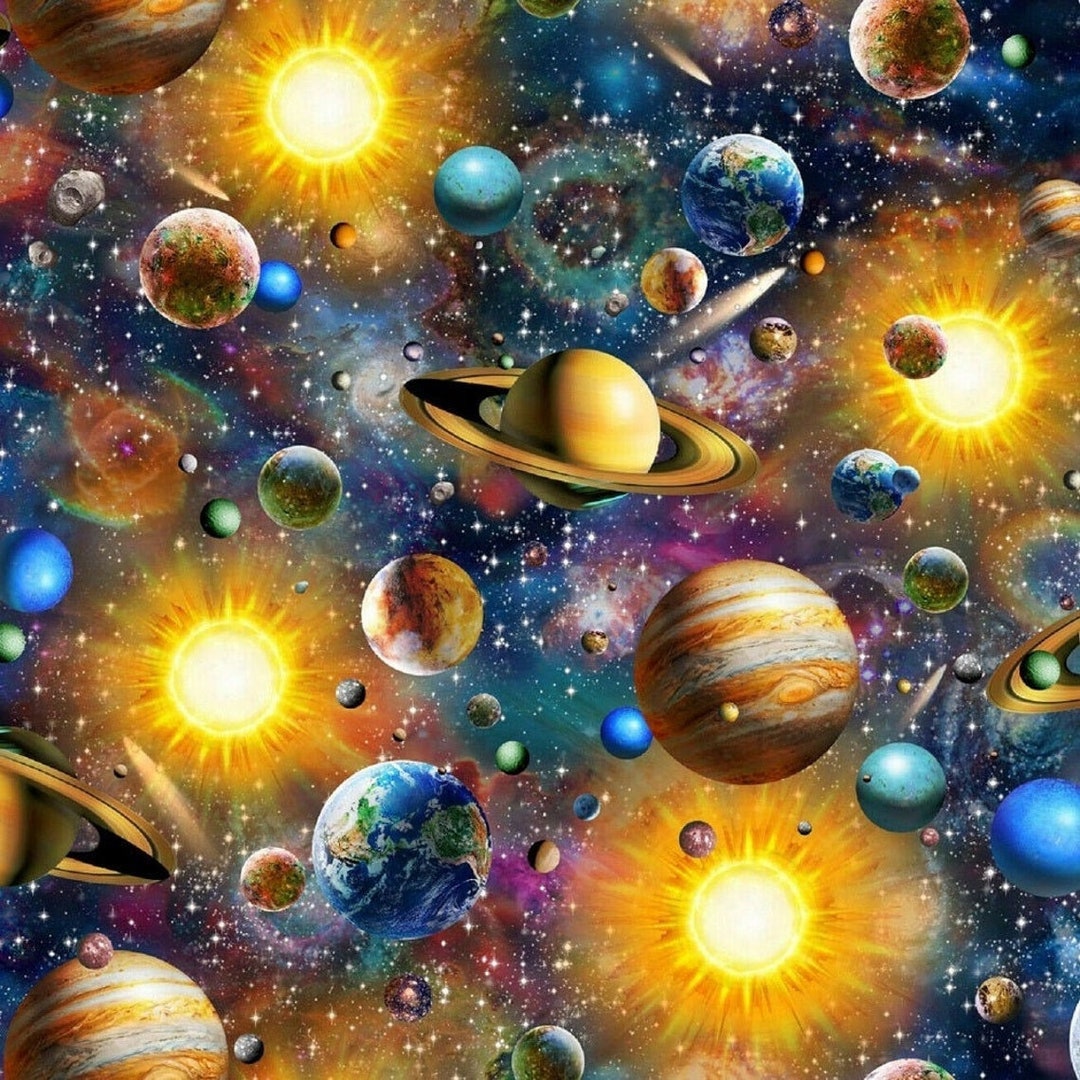 Solar System Fabric, Solar Planet, Earth Fabric, Space Fabric, Night ...