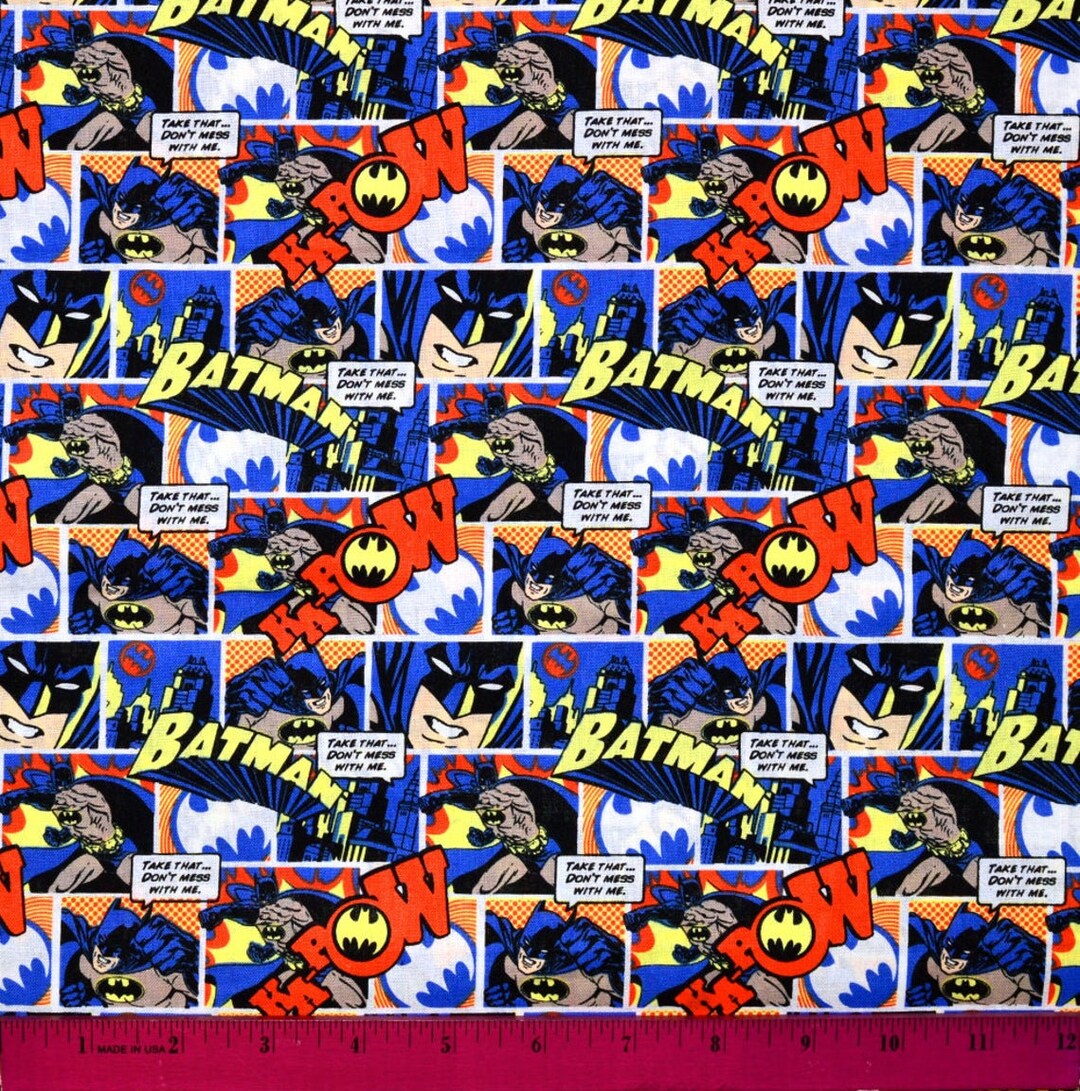 Batman Comic Book Superhero Fabric, 100% Cotton Material, Dressmaking ...