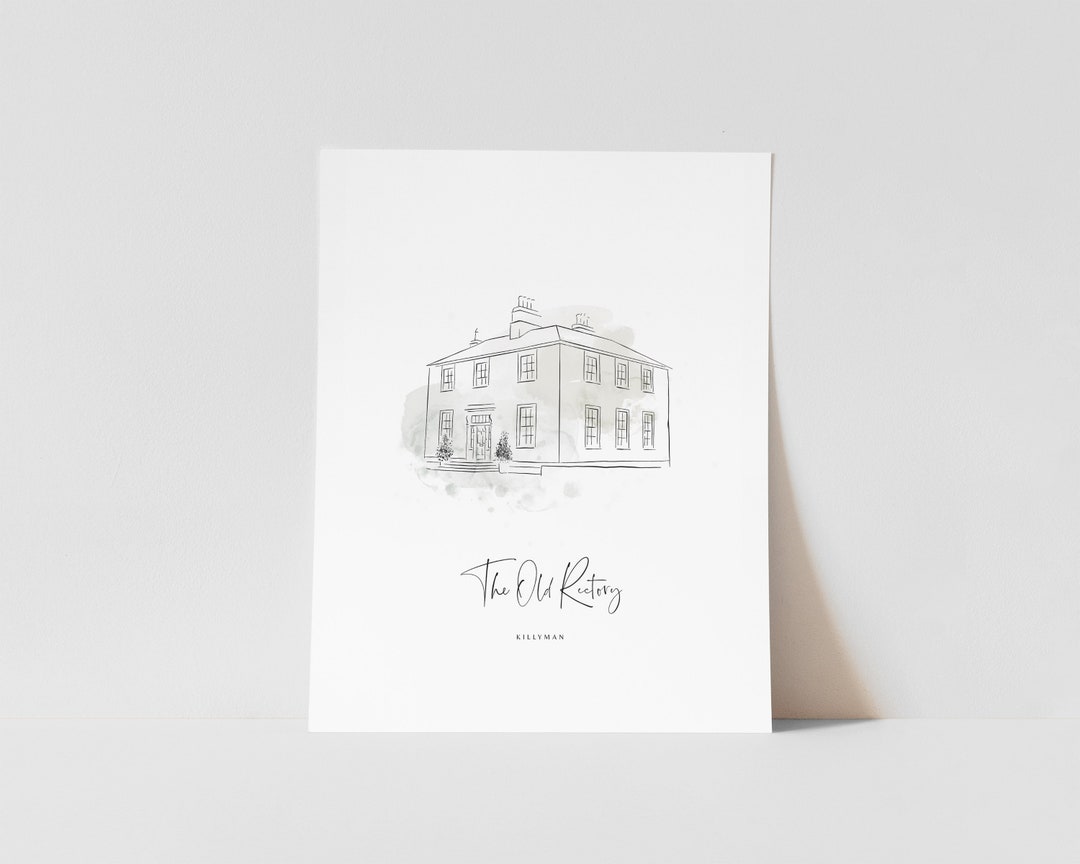Personalisable the Old Rectory Killyman Illustration - Minimalist Line ...