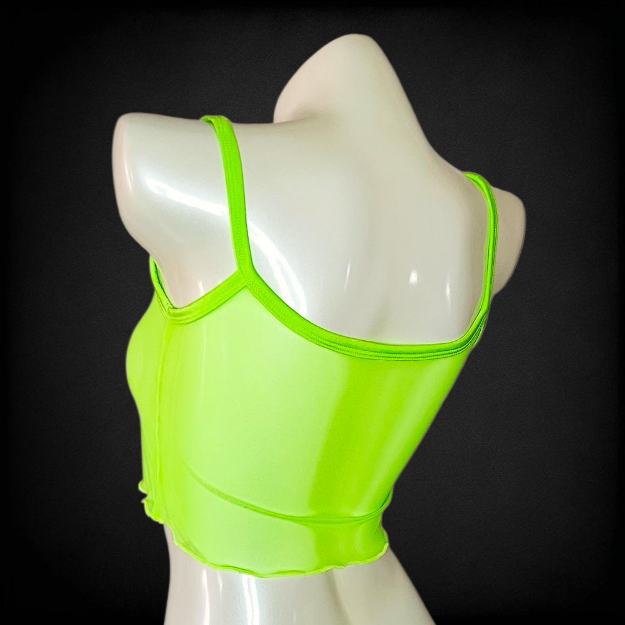 Sheer Crop Top Fluorescent Neon UV Blacklight Cami Tops Glow Party Girl ...