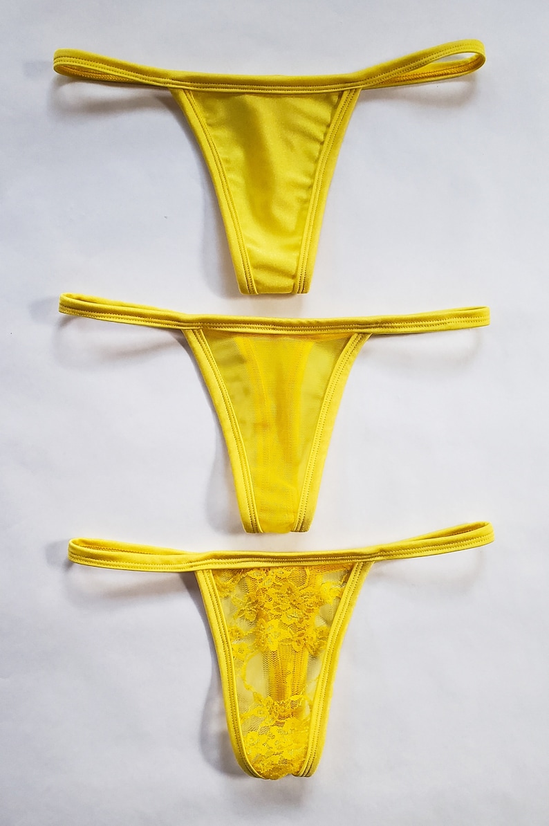 Yellow Lingerie Set, Micro Panties Thongs, Sexy Gifts for Girlfriend ...
