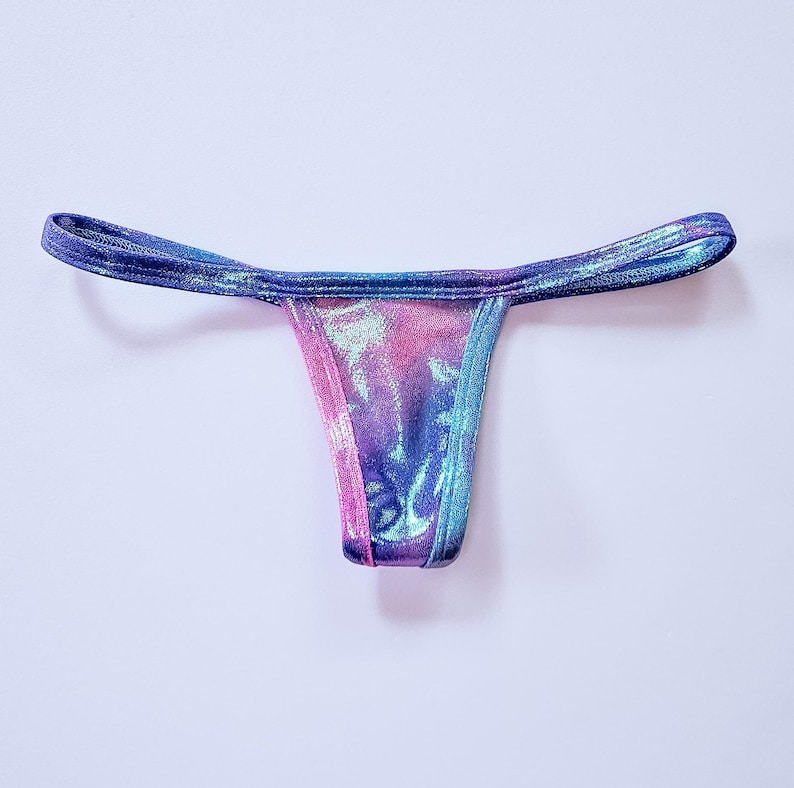 Pastel Holographic Tie Dye Thong Bikini Iridescent G-string Rave ...