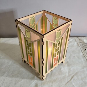 Prairie Style Lantern, Arts and Crafts Era Decor, Lime Olive Orange ...
